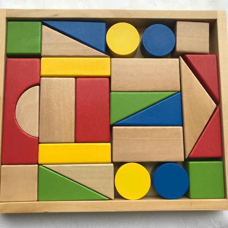 Rainbow Wooden Building Blocks - Etsy