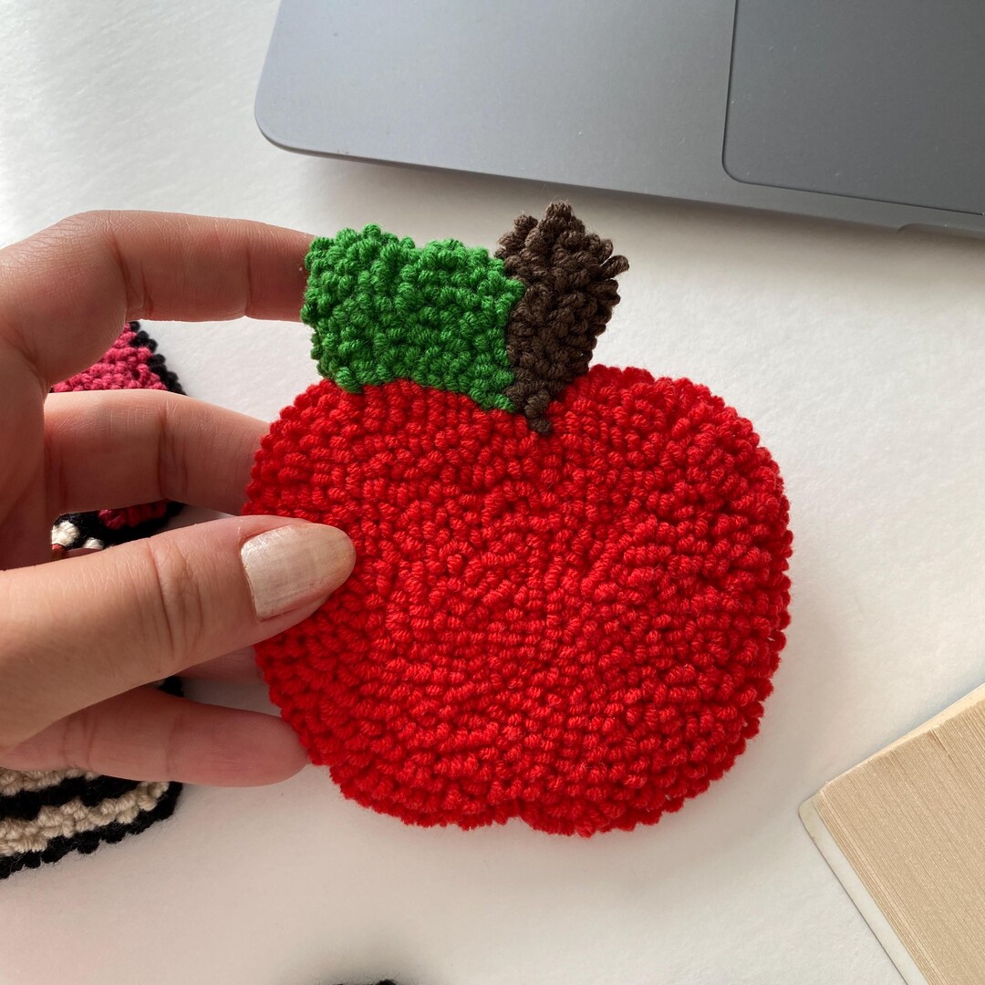 Punch Needle Apple Coaster: Back to School Gift for Teacher - Etsy