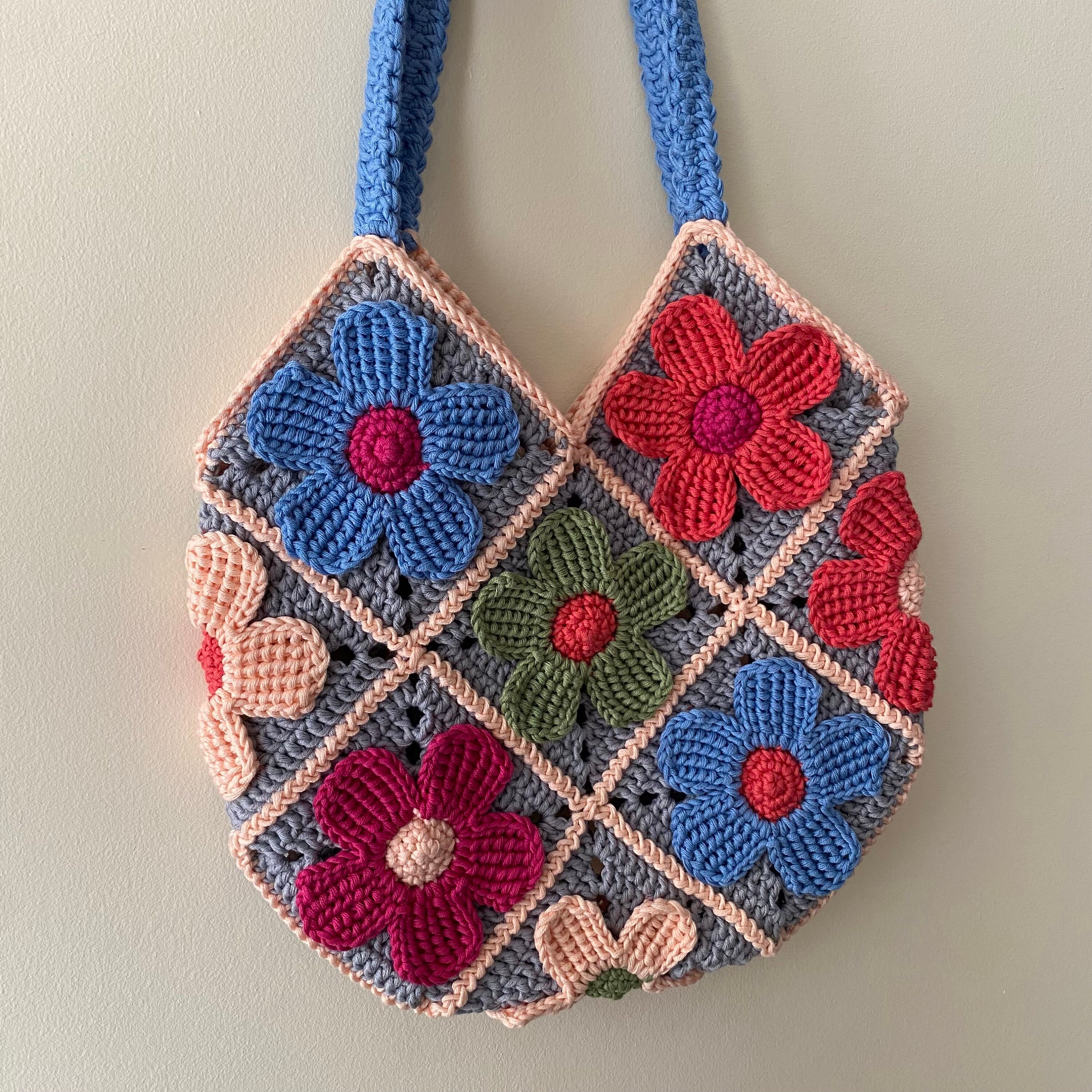 Crochet Granny Square Flower Bag Pattern (PDF) - Etsy
