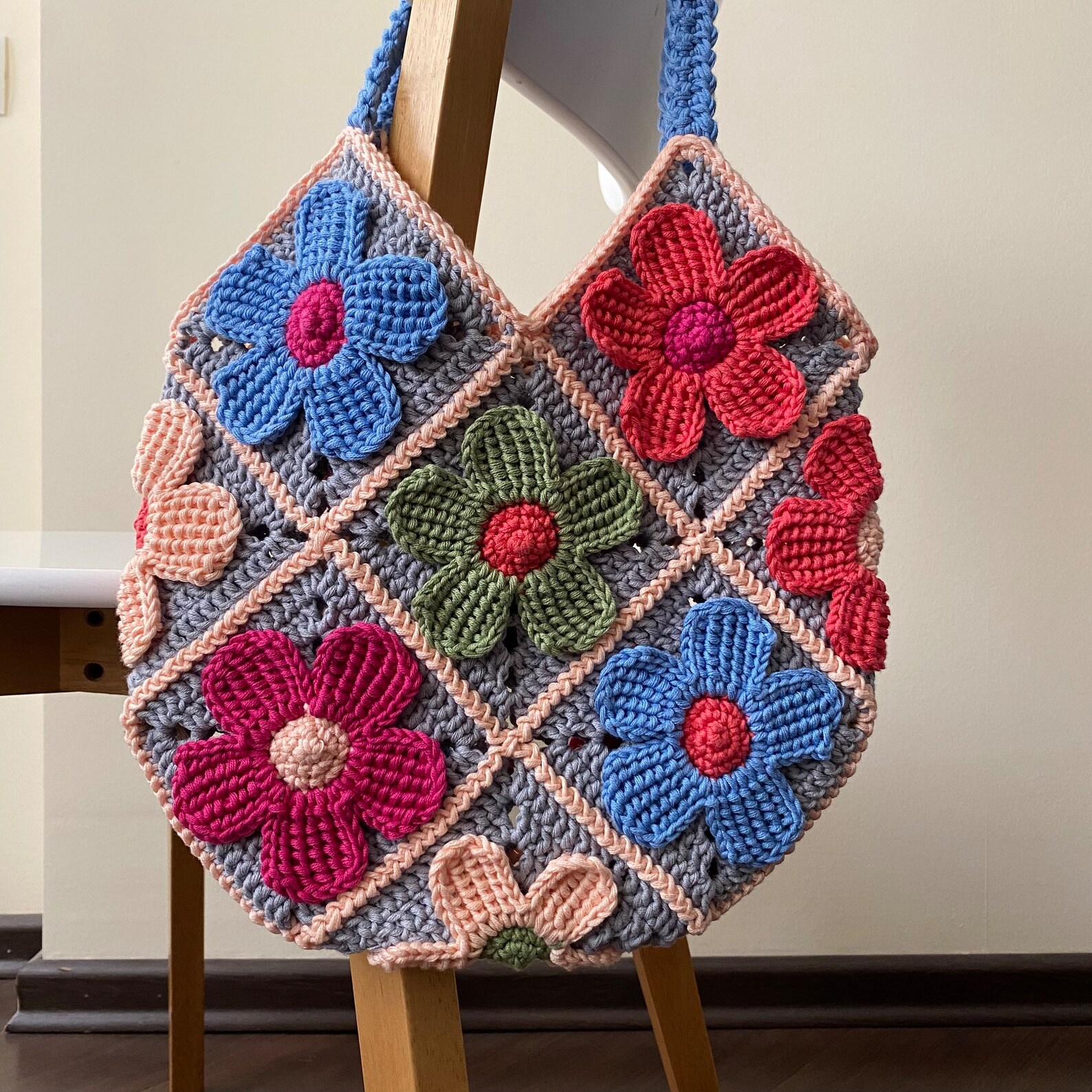 Crochet Granny Square Flower Bag Pattern (PDF) - Etsy