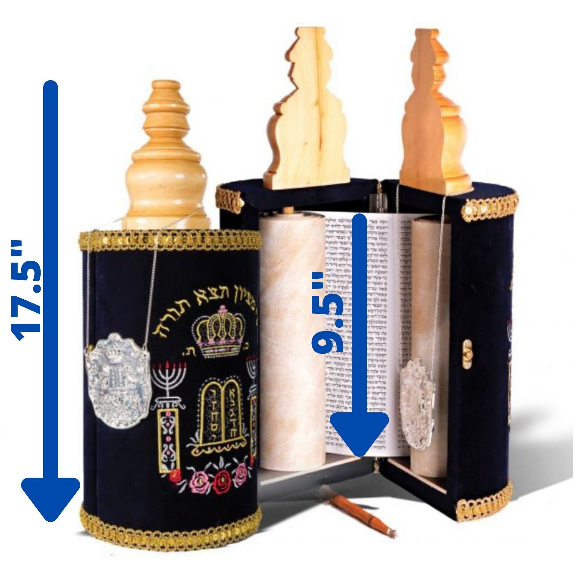 Hand Made Replica Sefardic Sefer Torah Scroll Hebrew Jewish Bible 45 CM ...