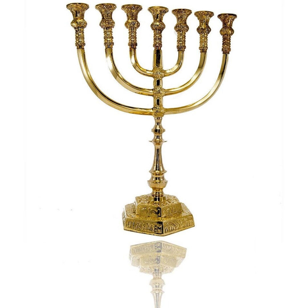 Brass Copper 14 Inch Height Massive Temple Menorah Jerusalem - Etsy