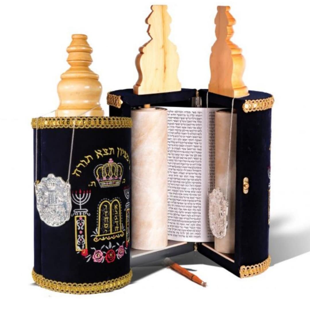 Hand Made Replica Sefardic Sefer Torah Scroll Hebrew Jewish Bible 45 CM ...