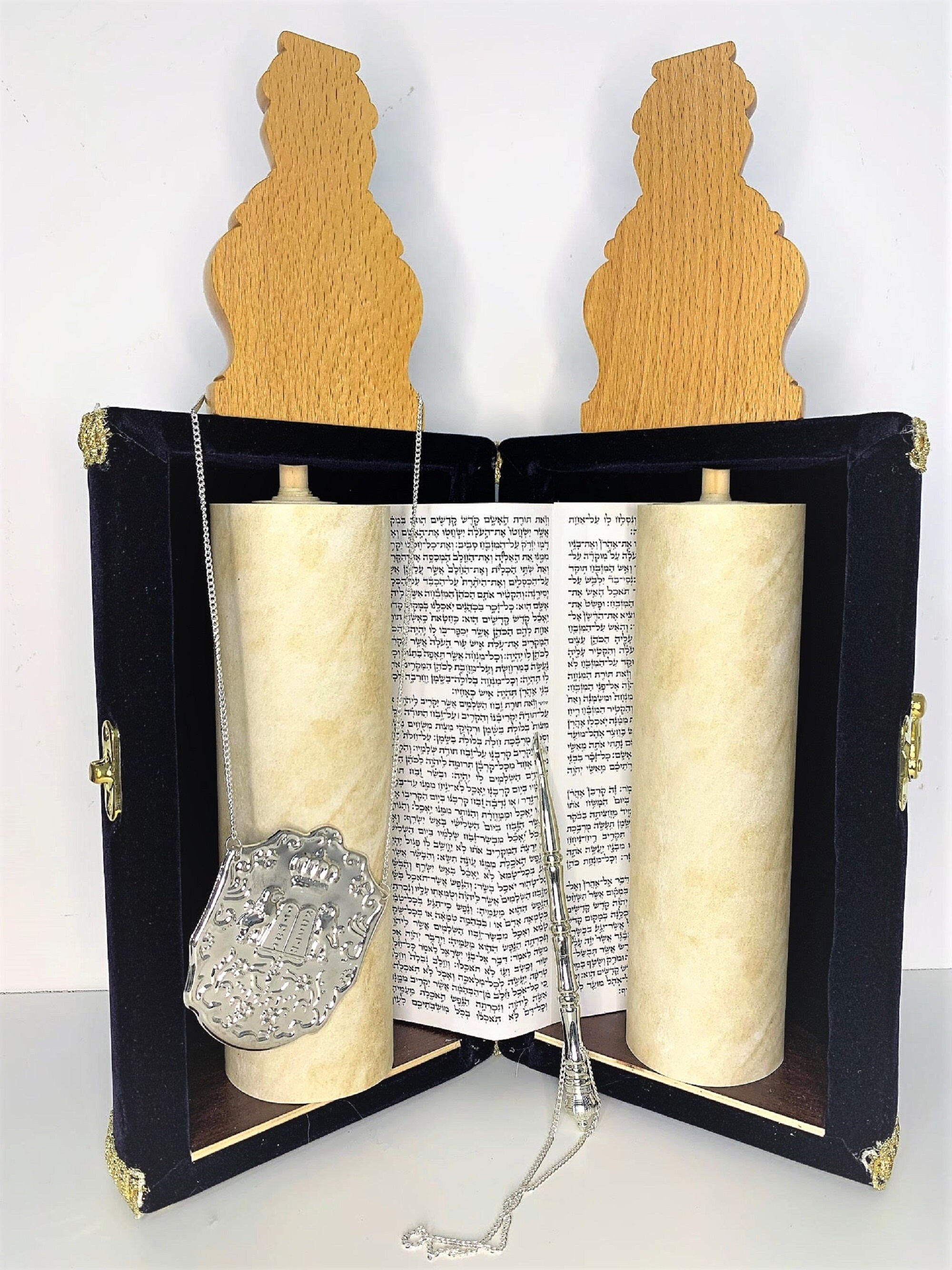 Hand Made Replica Sefardic Sefer Torah Scroll Hebrew Jewish Bible 45 CM ...