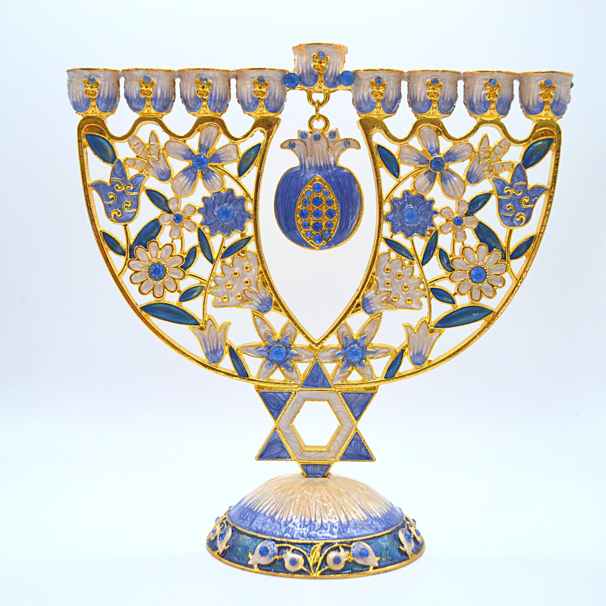Cohen Tsemach Art&gift Amazing Menorah Hanukkiah Handmadeblue - Etsy