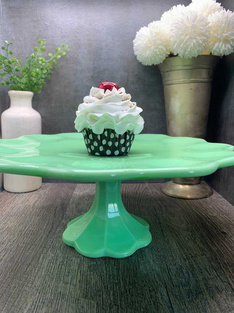 VERY RARE Vintage Fenton Jadeite Cake Stand Retired Martha by | Etsy