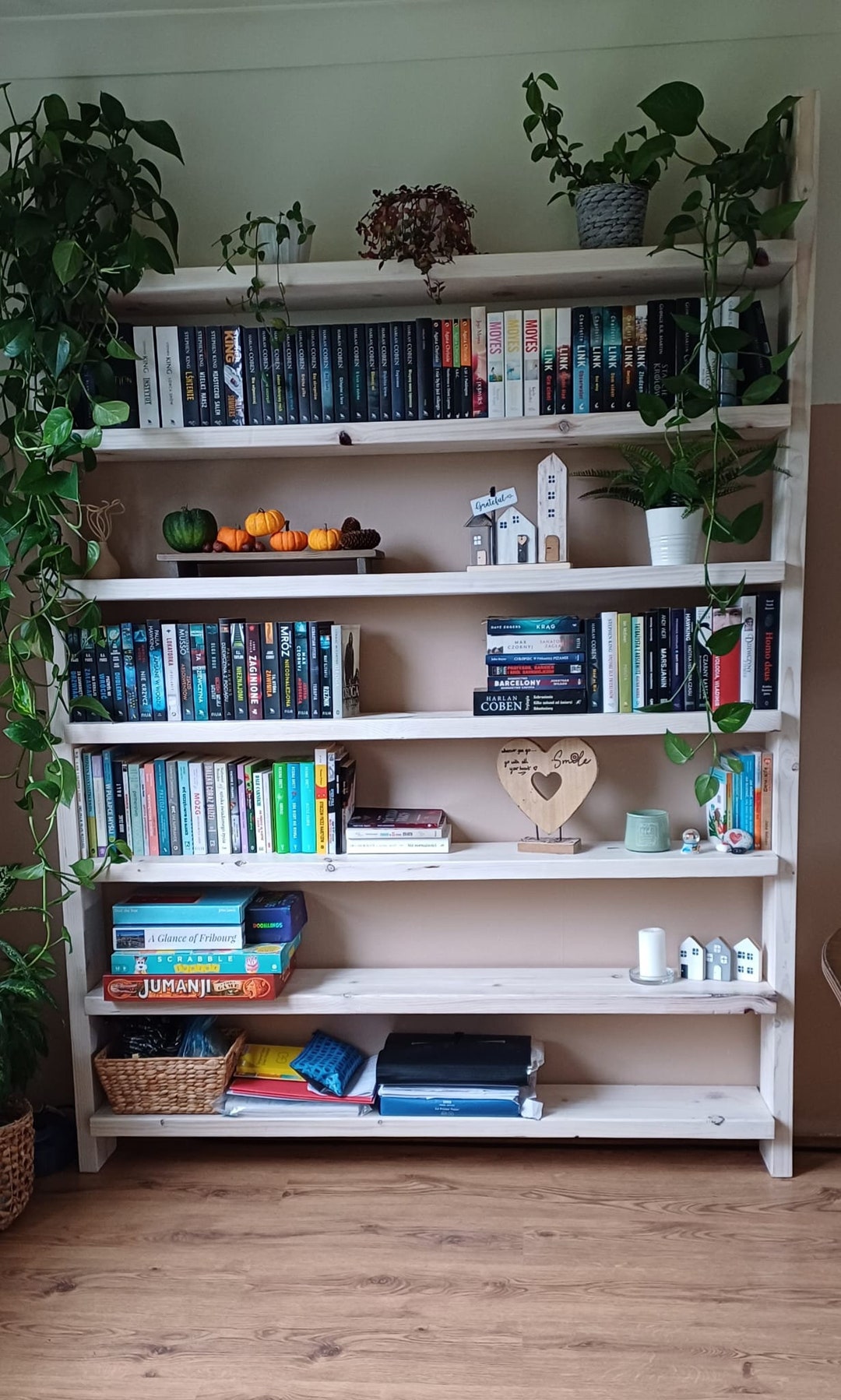 Rustic Bookcase Cabinet Bookcase Book Shelf Handmade Unit Solid Wood ...