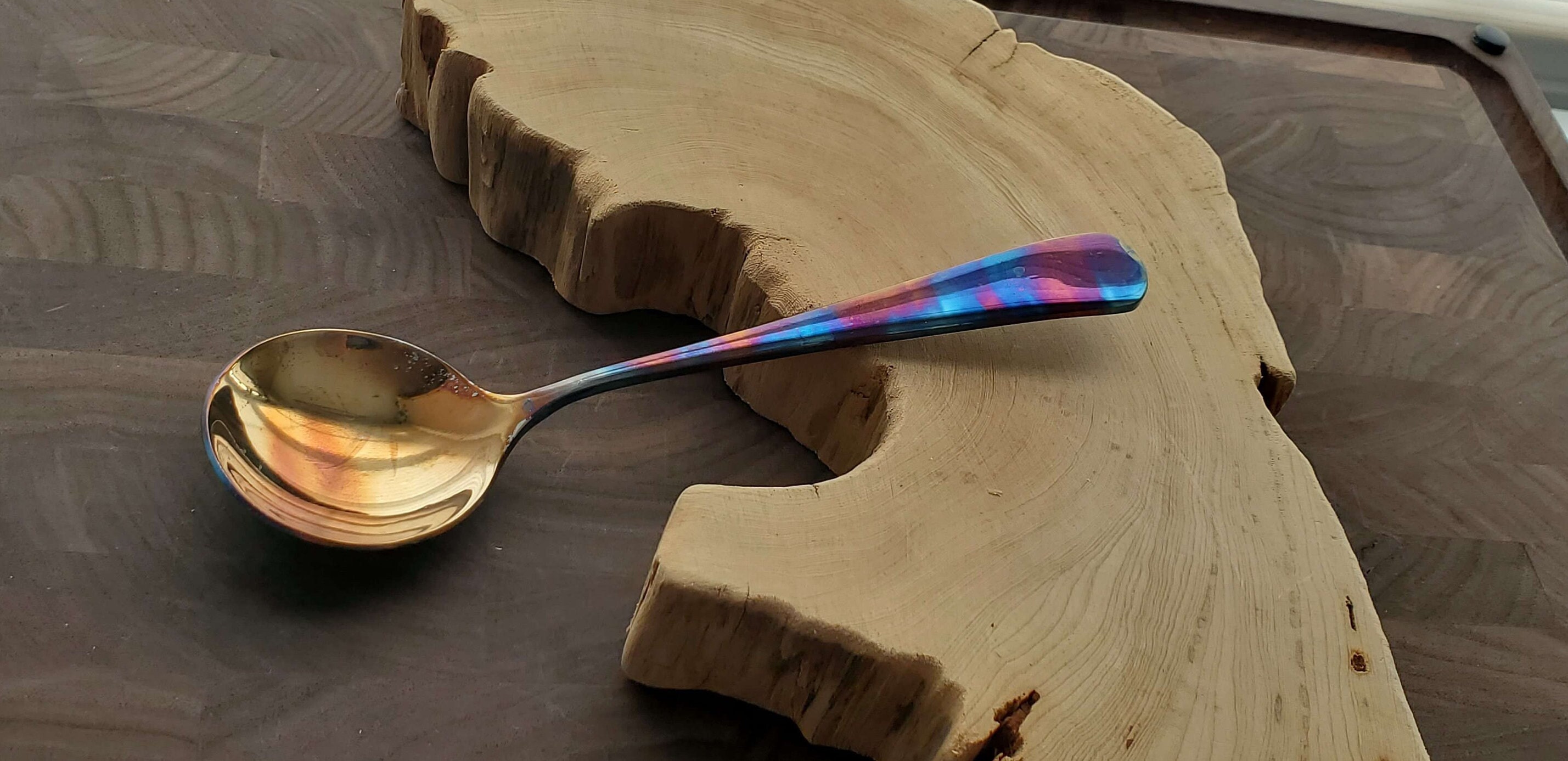 Rainbow Heat-colored Stainless Steel Coffee Cupping Spoon - Custom Hand ...