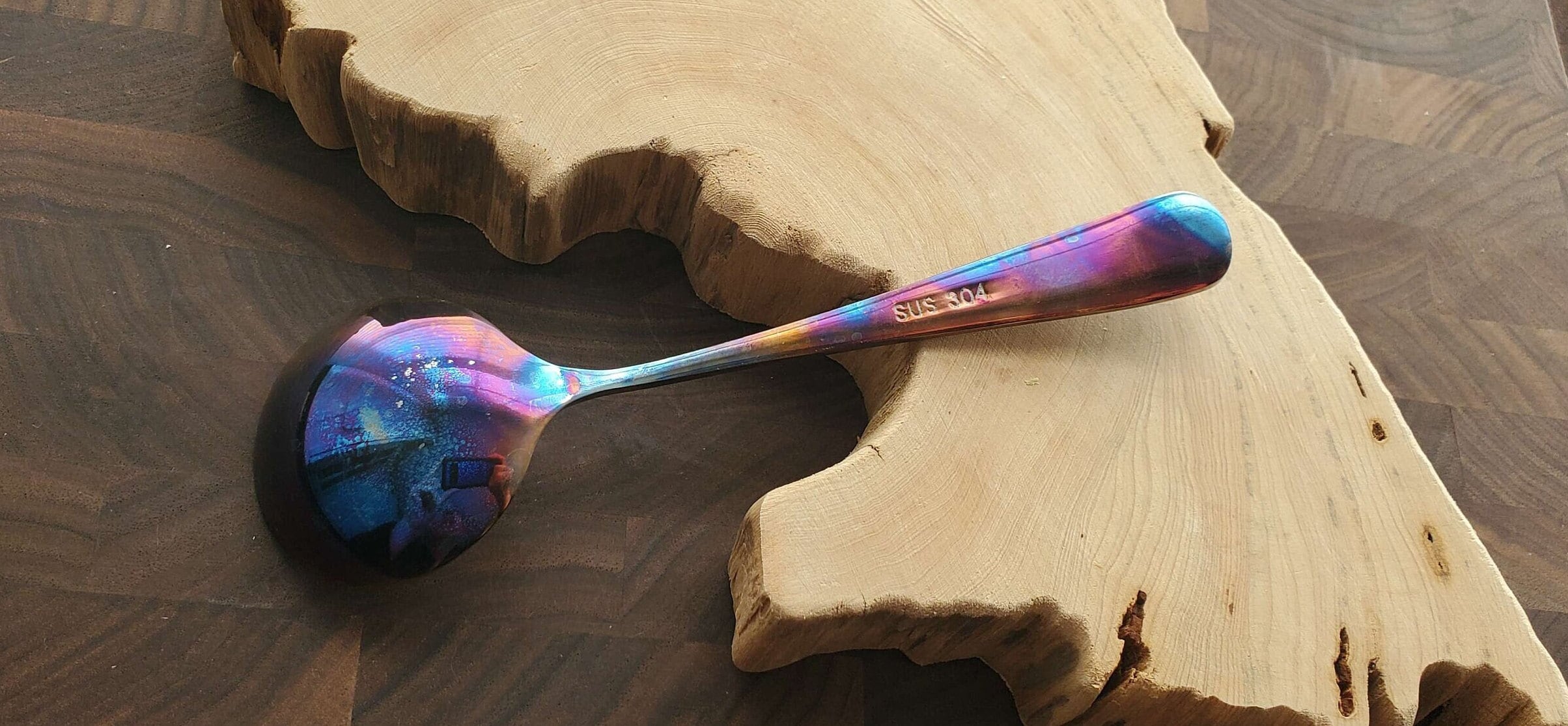 Rainbow Heat-colored Stainless Steel Coffee Cupping Spoon - Custom Hand ...