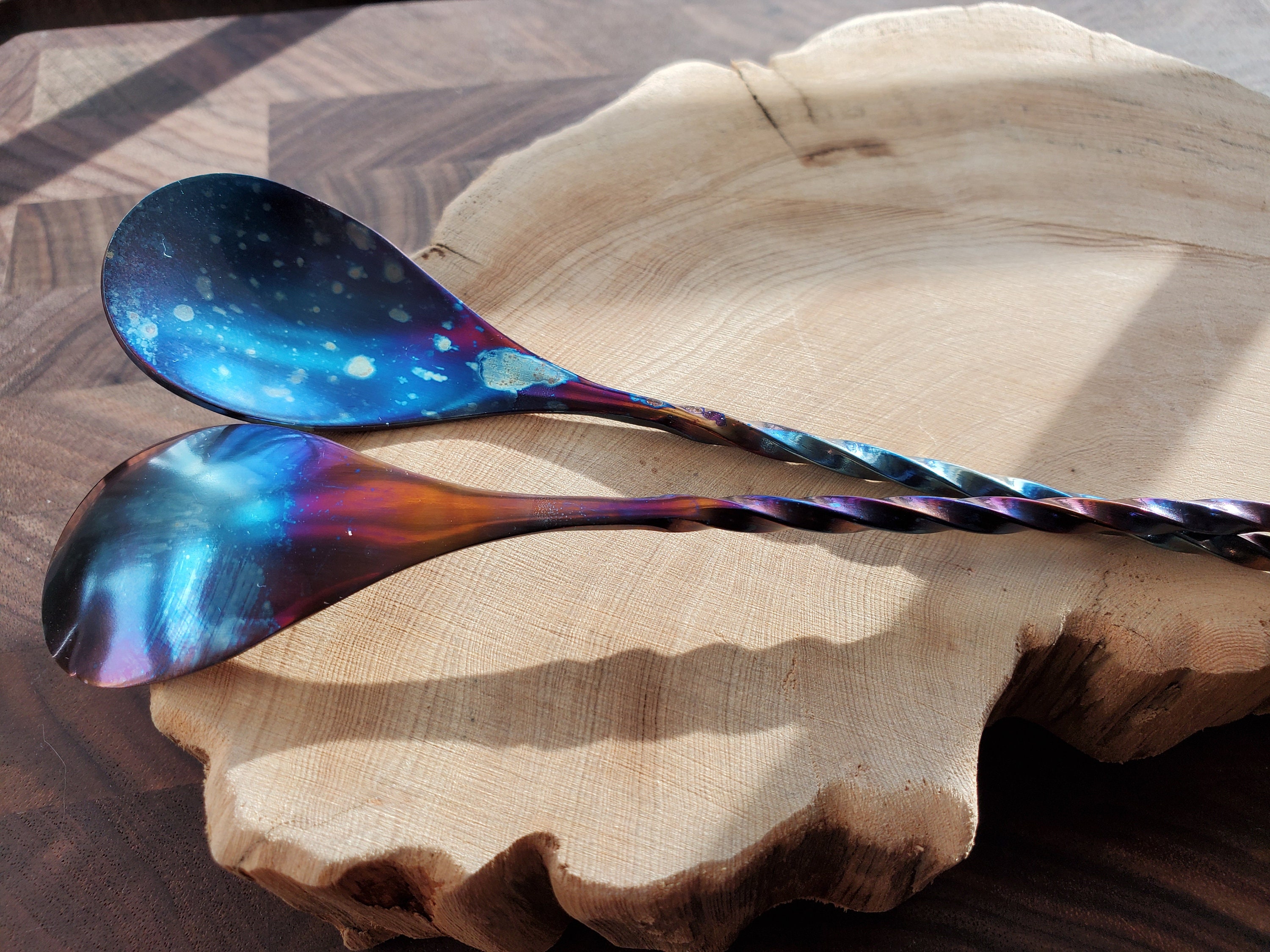 Rainbow Heat-colored Stainless Steel Bar Spoon Custom Hand Torched to ...