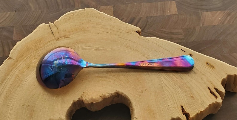 Rainbow Heat-colored Stainless Steel Coffee Cupping Spoon - Custom Hand ...