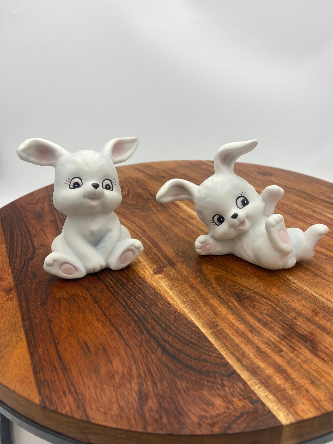 Vintage Pair Homco 1458 Playful White Easter Spring Bunny Rabbit ...