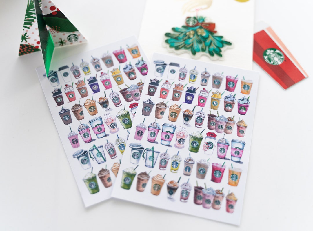 46 Pc Drink Sticker Sheet Starbucks Sticker Sticker Pack Glossy Sticker ...