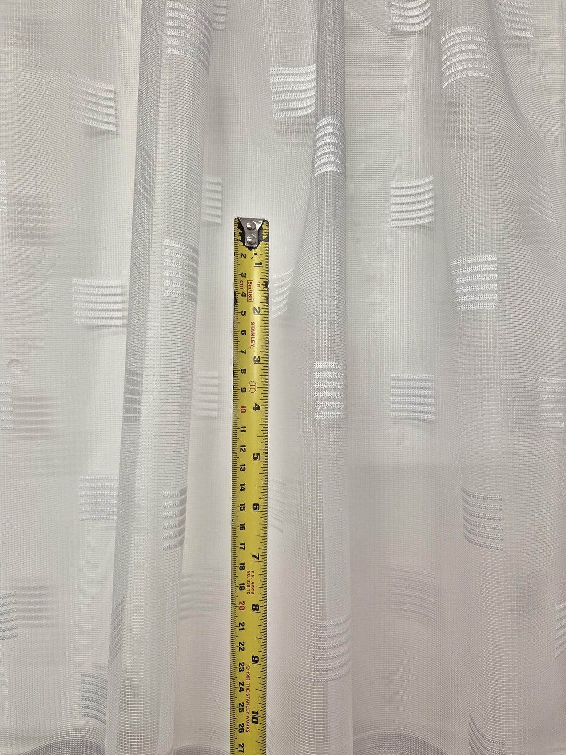 Squares White Net Curtain Straight Bottom Made to Measure Any Drop Size ...