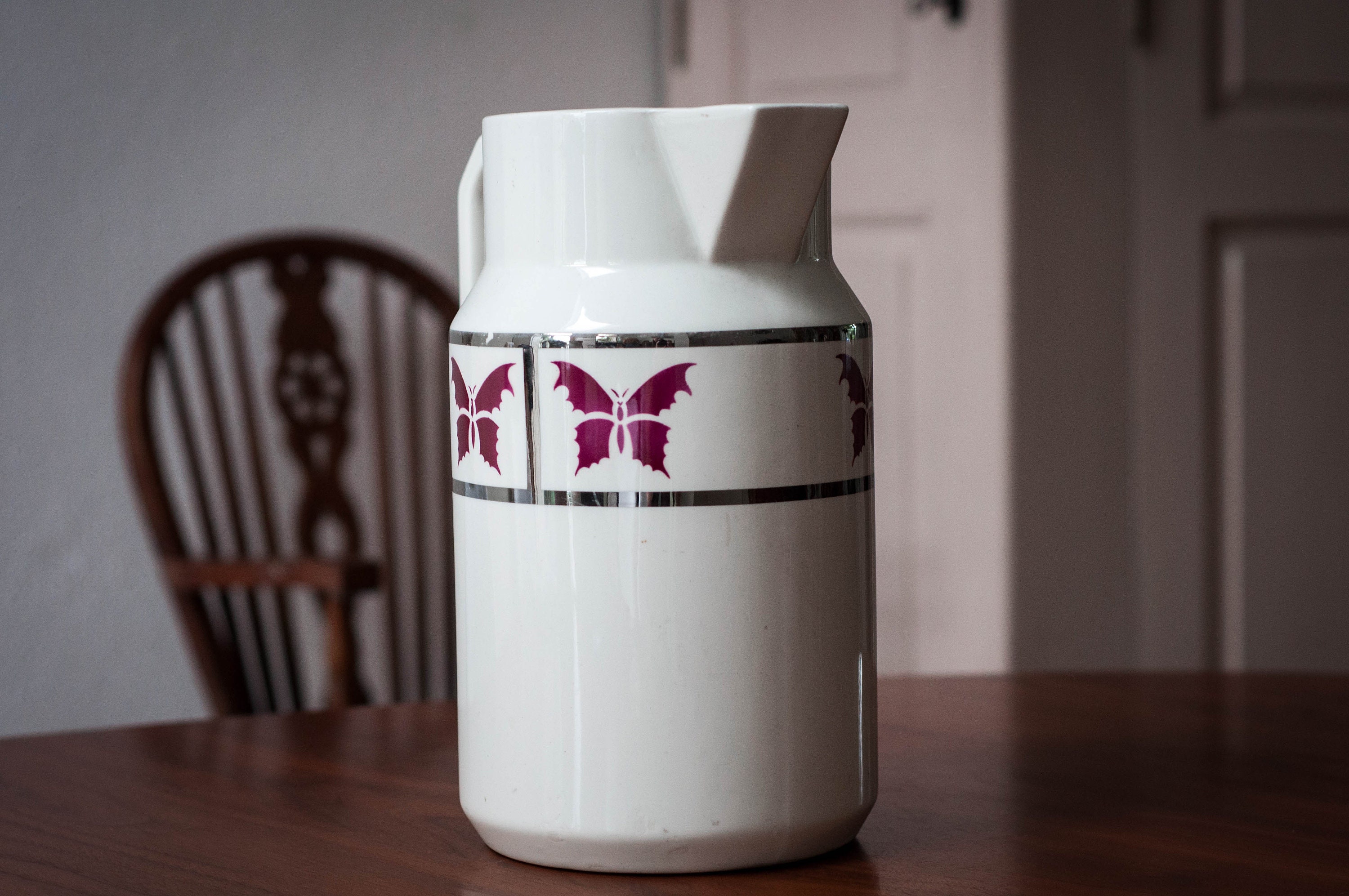 Antique Pitcher Petrus Regout | Extra Large Ceramic Pitcher With Silver ...