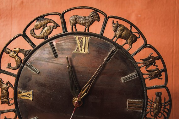 Zodiac Clock Art Deco Clock Table Clock Animal Signs | Etsy