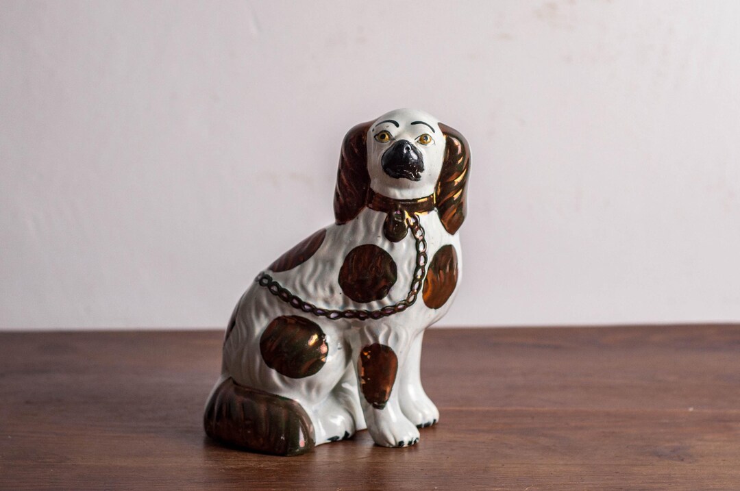 Antique Copper Lustre Staffordshire Dog Figurine Victorian Mantelpiece ...