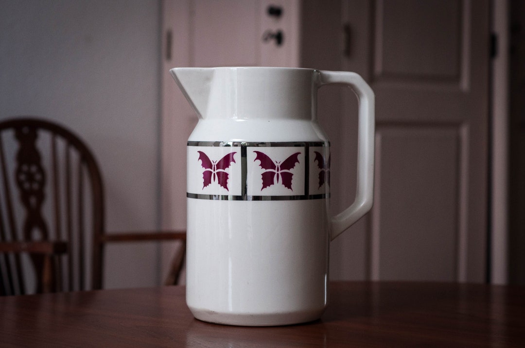 Antique Pitcher Petrus Regout | Extra Large Ceramic Pitcher With Silver ...