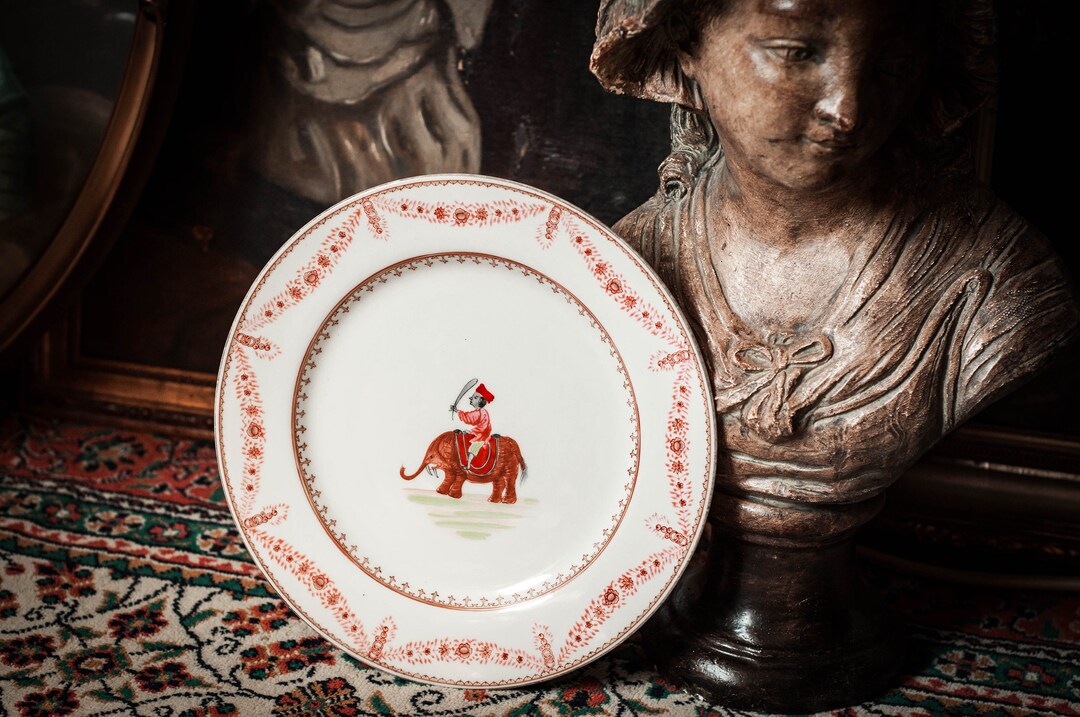 Antique Plate ‘elephant and Mahout’ 19th Century | Decorative Wall ...