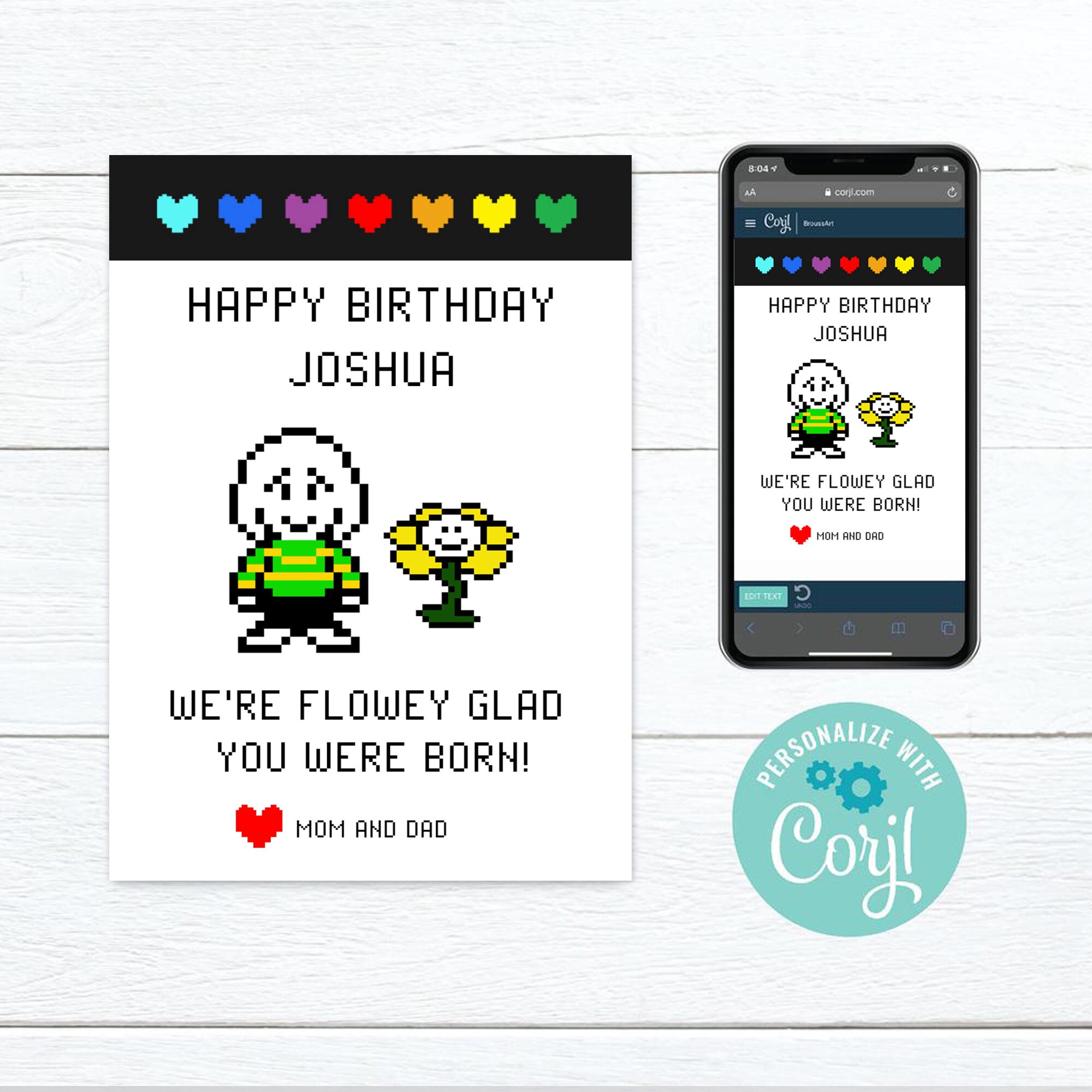 Undertale Birthday Card Goat & Flowey Customizable 4x6 Digital File - Etsy