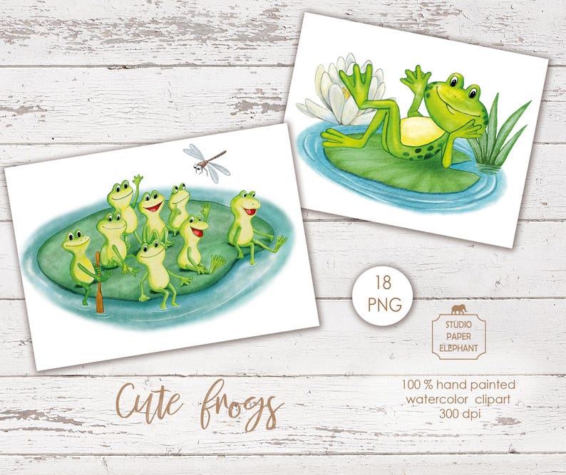 Watercolor Frog Clipart, Kids PNG Graphics (digital Download) - Etsy