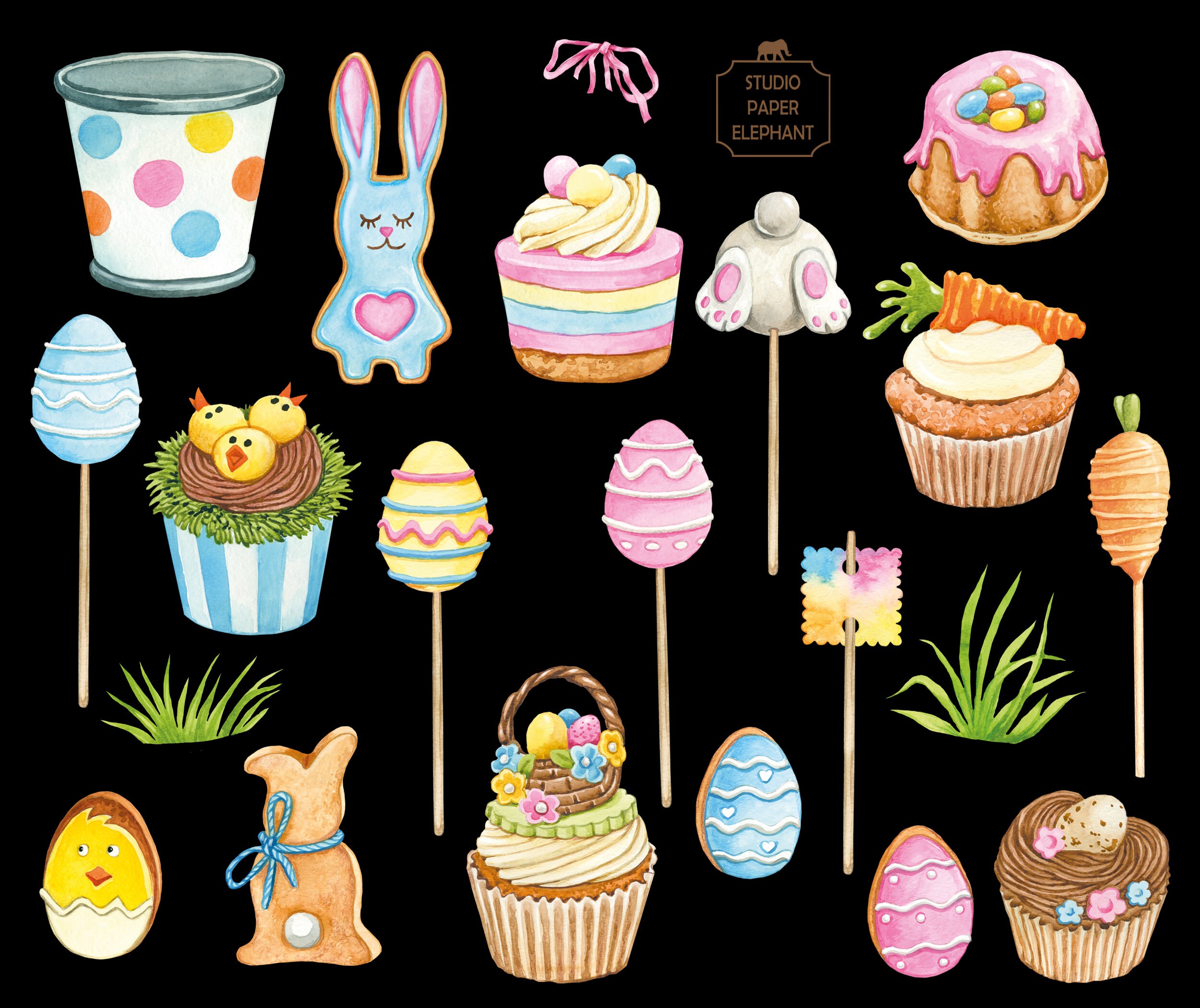 Watercolor Easter Sweets Clipart Easter Cupcakes Cookies - Etsy