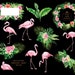 Watercolor Flamingo Clipart: Tropical Flowers & Bouquets (PNG, Digital ...