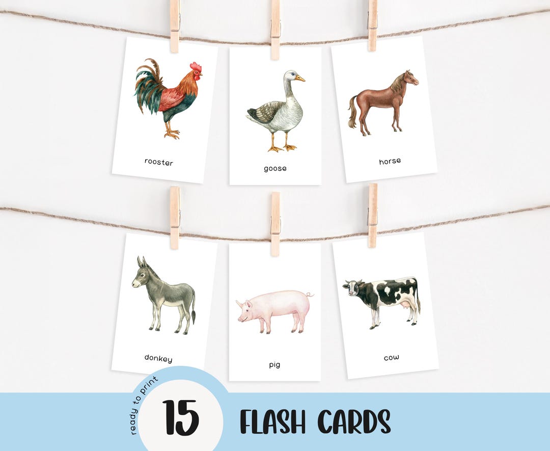 Farm Animals Flashcards | Montessori Kids Learning, Non Ai (PDF) - Etsy