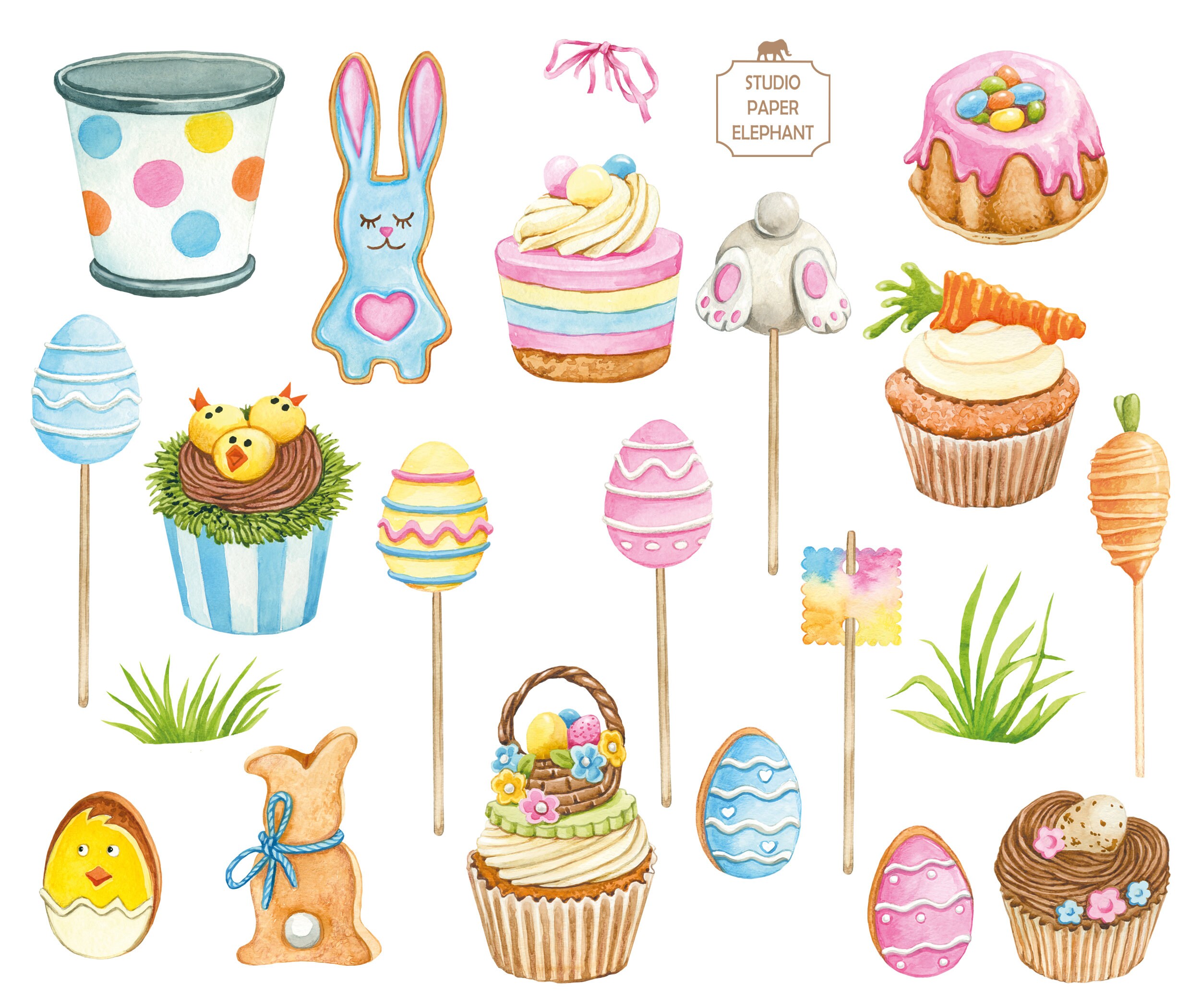 Watercolor Easter Sweets Clipart Easter Cupcakes Cookies - Etsy