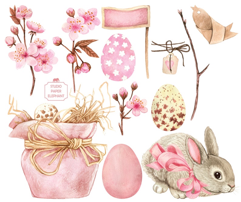 Watercolor Easter Clipart Easter Bunny Clipart Easter Eggs - Etsy