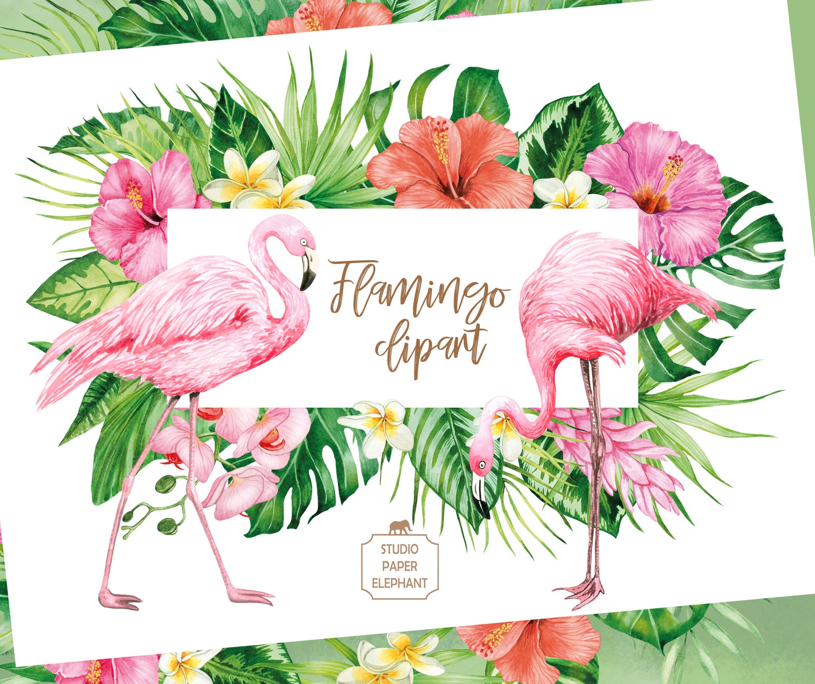 Watercolor Flamingo Clipart, Tropical Bouquets, Flamingo Birthday ...