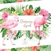 Watercolor Flamingo Clipart, Tropical Bouquets, Flamingo Birthday ...