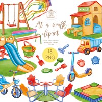 Playground Clipart Watercolor Bundle: (40 PNG) Digital Download Image ...