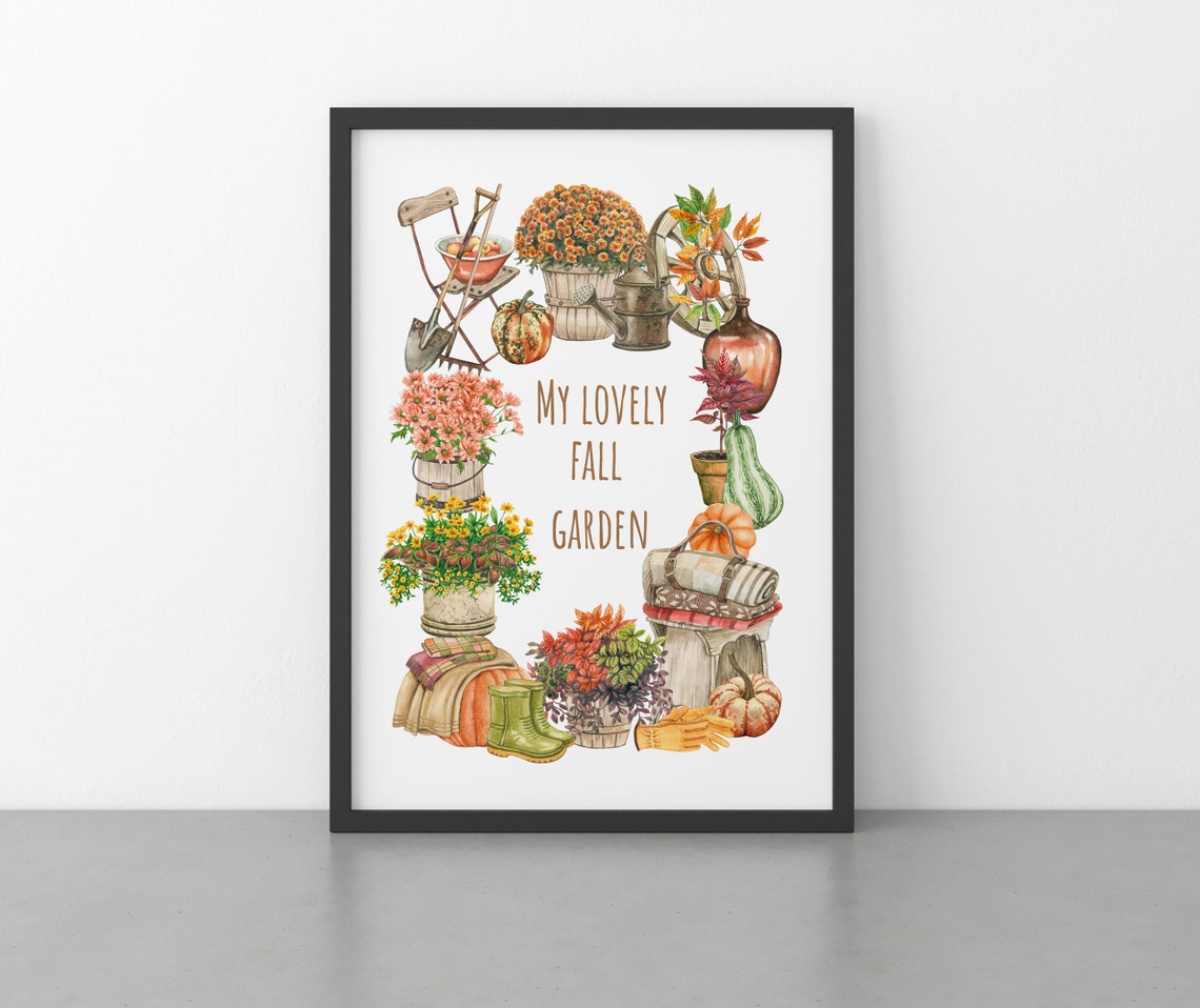 Watercolor Autumn Garden Clipart Farmhouse Garden Clipart - Etsy