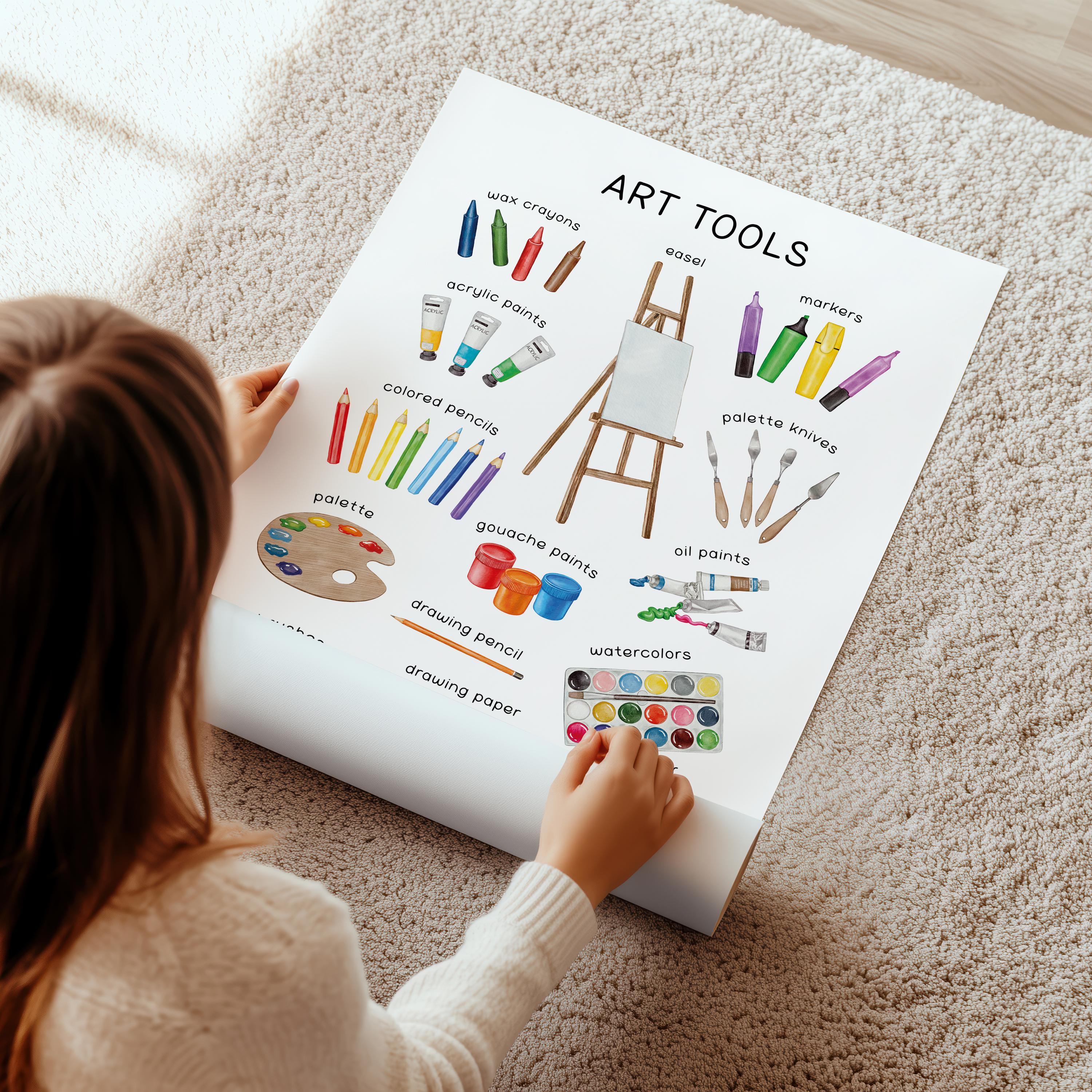 Art Tools Poster, Educational Classroom Wall Art, Non Ai (digital ...