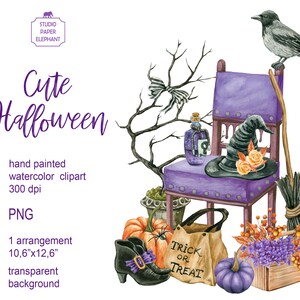 Watercolor Cute Halloween Clipart, Halloween Decoration, Halloween ...