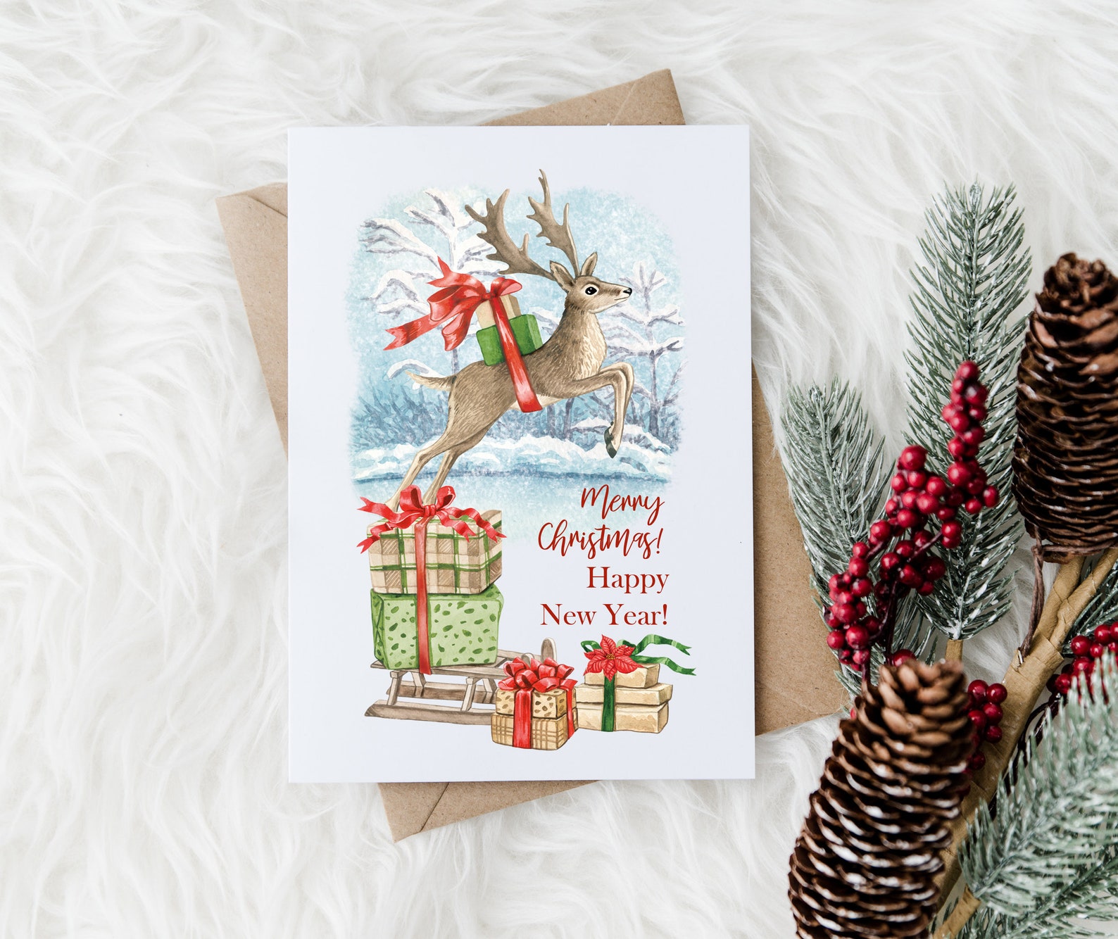 Forest Animals Christmas Clipart Fox Hare Deer Squirrel - Etsy