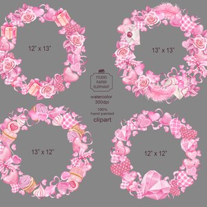 Watercolor Pink Romantic Valentine's Day Wreaths, Wreaths With Hearts ...