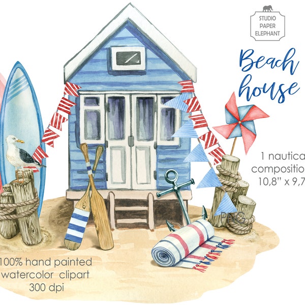 Beach House Clipart - Etsy