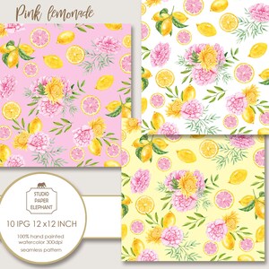 Pink Lemonade Party Seamless Pattern, Digital Paper, Scrapbook Paper ...