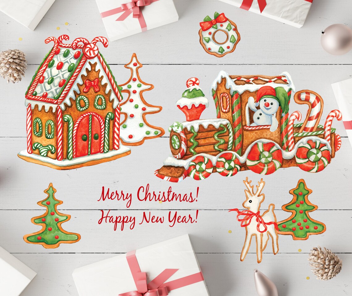 Christmas Gingerbread Clipart Christmas Elves Gingerbread - Etsy