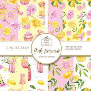 Pink Lemonade Party Seamless Pattern, Digital Paper, Scrapbook Paper ...