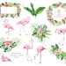 Watercolor Flamingo Clipart, Tropical Bouquets, Flamingo Birthday ...