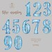 Watercolor Blue Numbers Clipart: Birthday & Wedding DIY (PNG Digital ...