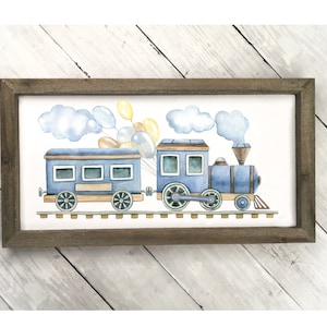 Watercolor Blue Train Clipart: Kids Birthday Party (PNG) - Etsy