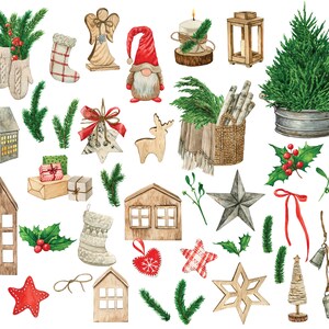 Watercolor Scandinavian Christmas Decor, Christmas Clipart, Farmhouse ...