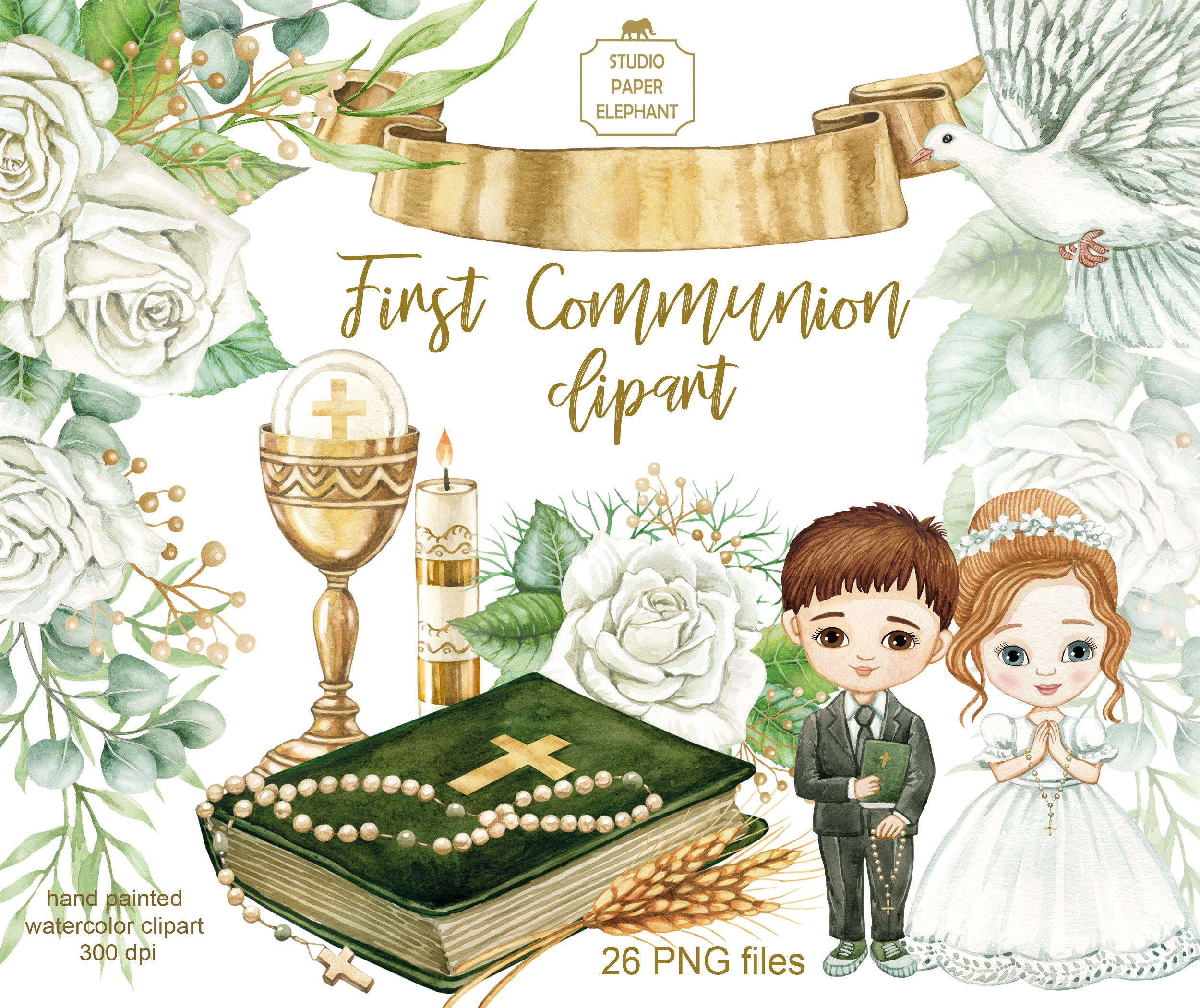 First Communion Clipart Watercolor Clipart First Communion - Etsy UK