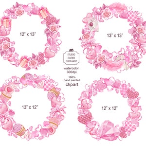 Watercolor Pink Romantic Valentine's Day Wreaths, Wreaths With Hearts ...