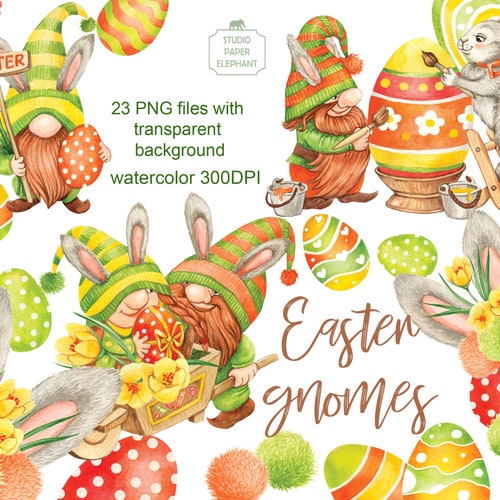 Easter Clipart Watercolor Scandinavian Gnomes Spring - Etsy