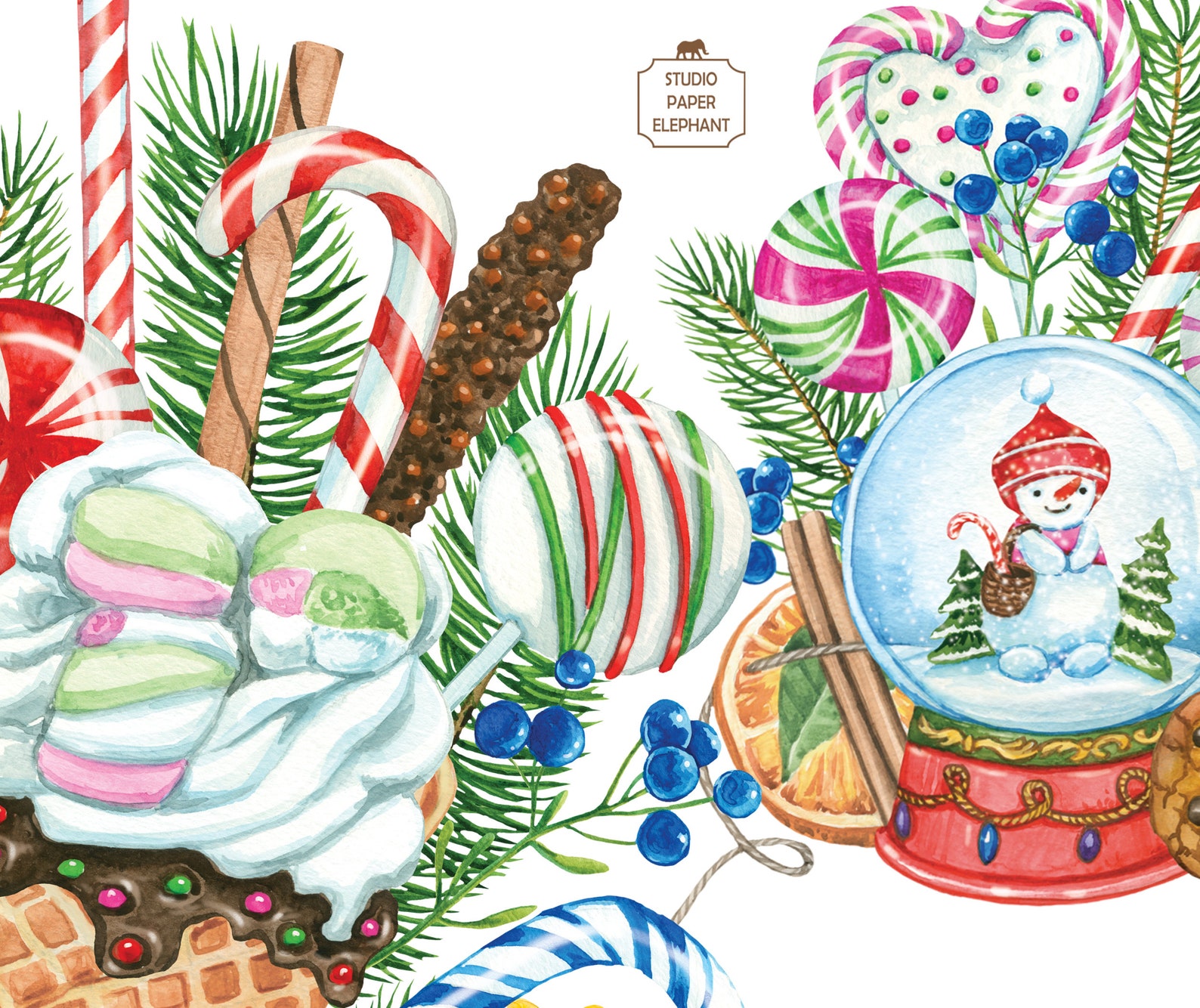 Watercolor Christmas Sweets Clipart Christmas Cookie - Etsy